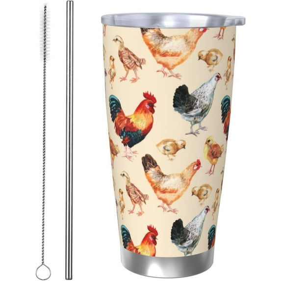 Chicken Tumbler 20oz Hen Rooster Stainless Steel Insulated Tumblers ...