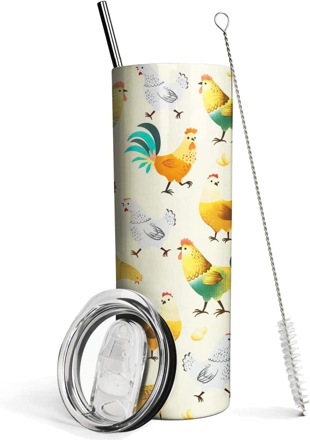 Chicken Tumbler with Lid and Straw -Rooster Hen Chicken Gifts for ...