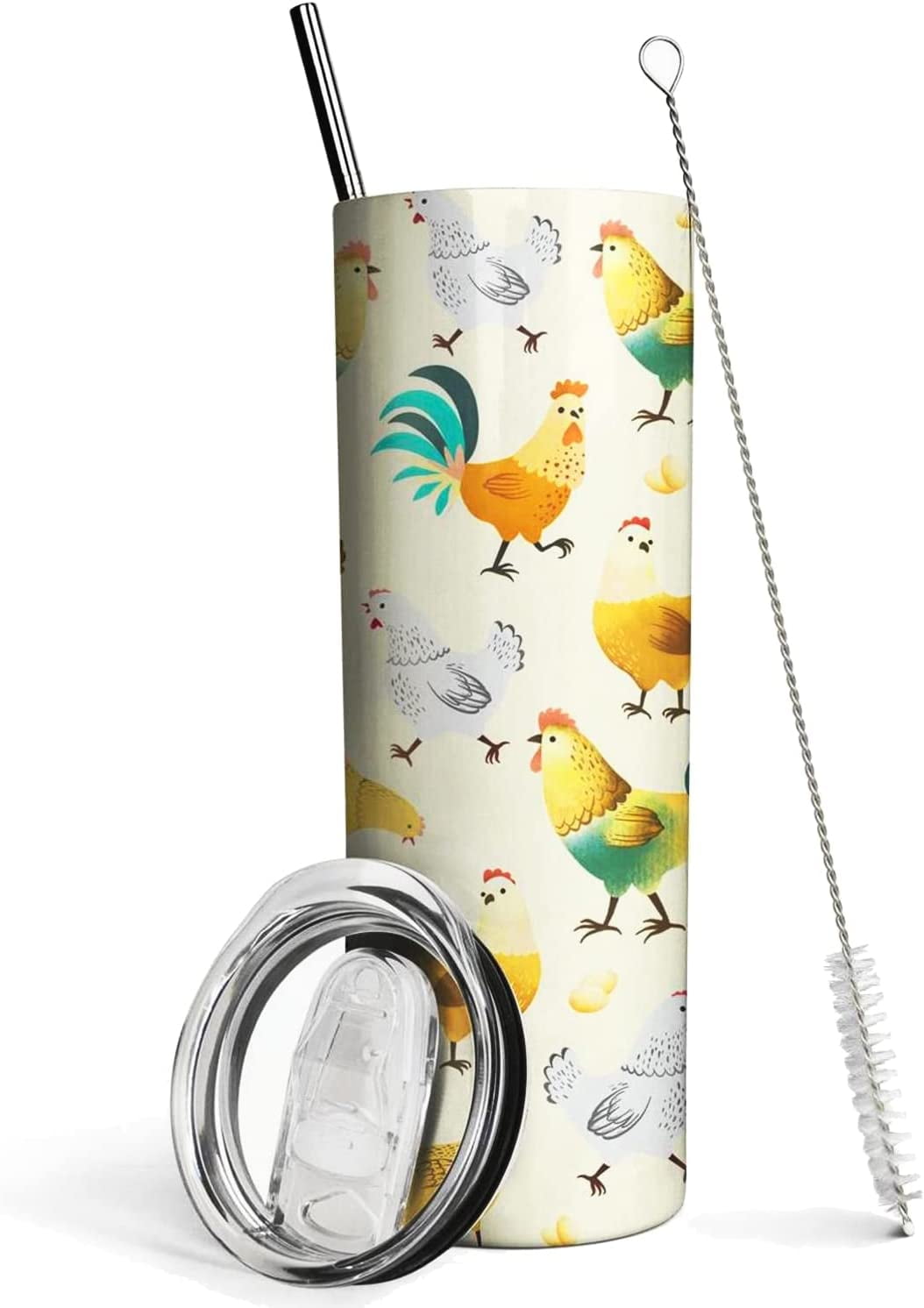 Chicken Tumbler with Lid and Straw, Rooster Hen Chicken Gifts for ...