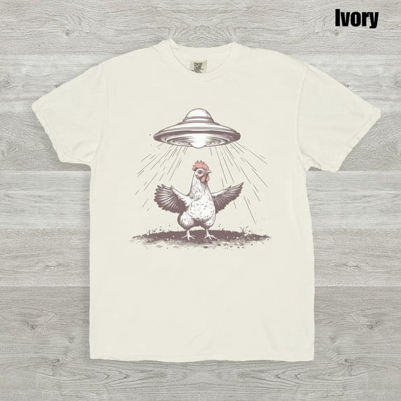 Chicken UFO shirt, Funny Alien Chicken Tee, Outer Space Shirt, Farm ...