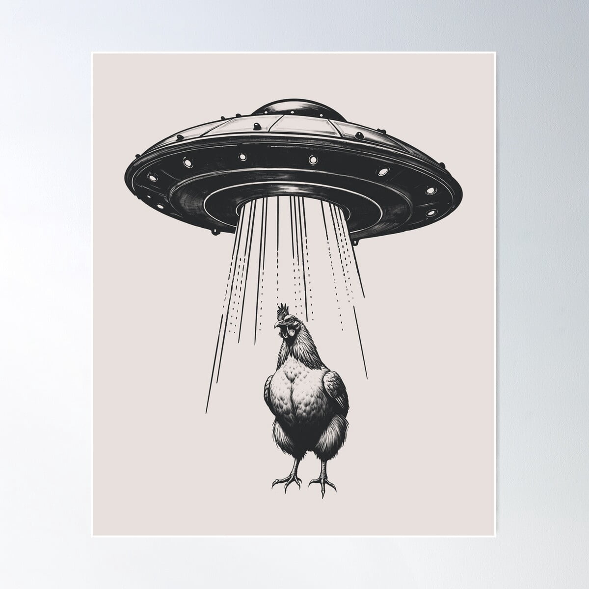 Chicken Ufo Poster Wall Art, Modern Wall Decor For Living Room Bedroom ...