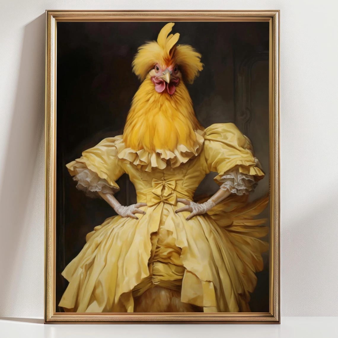 Chicken In Victorian Dress – Quirky Farmhouse Wall Art, Regal Hen ...