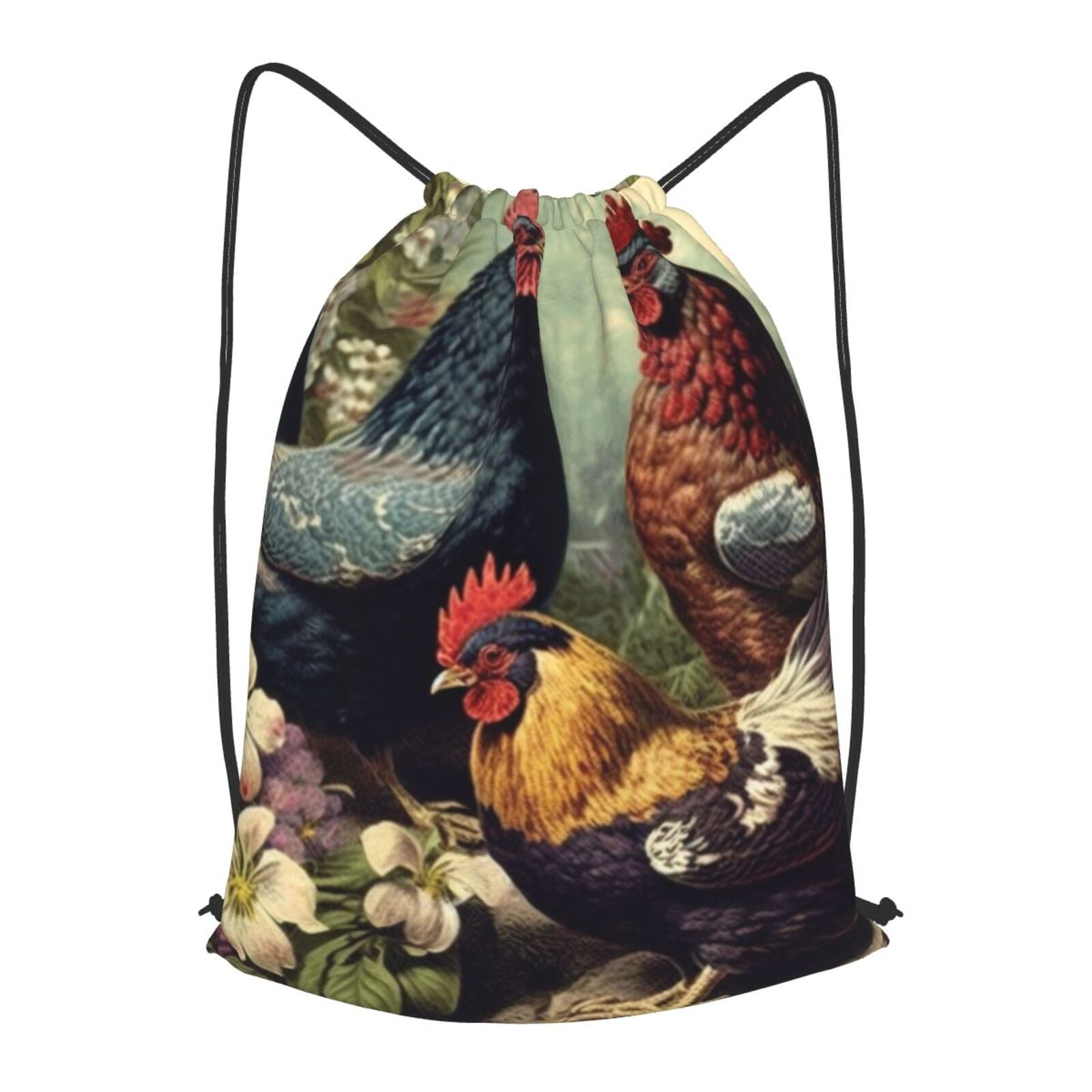 Chicken Vintage Colorful Hens Drawstring Backpack Gym String Bag Sports ...