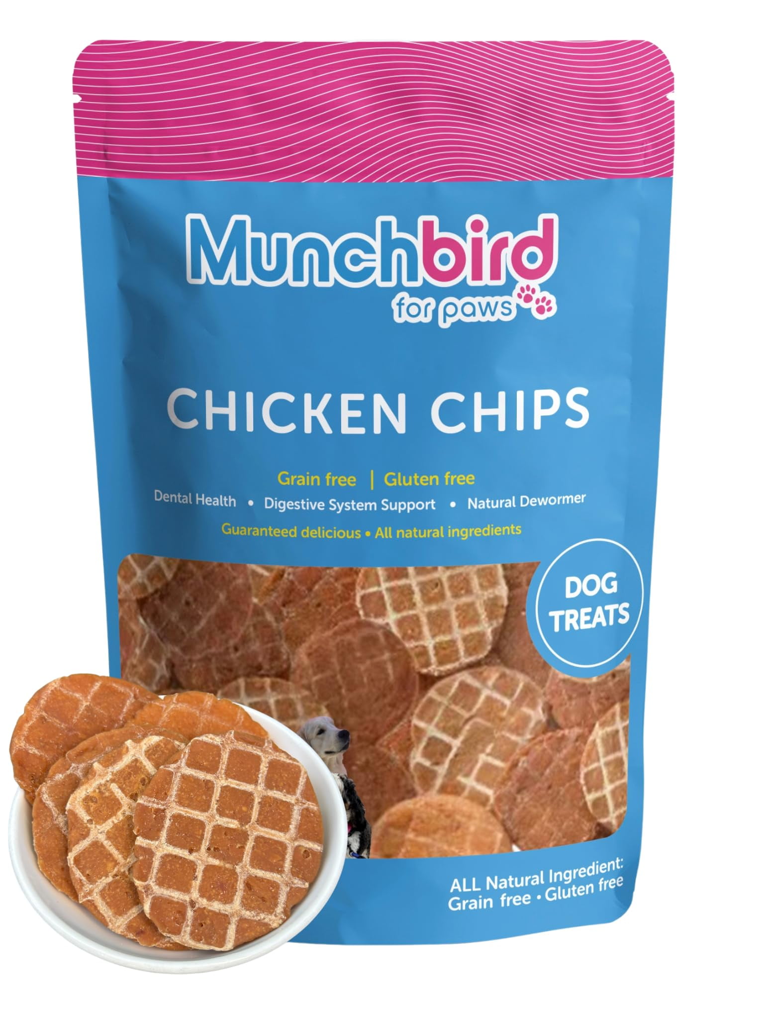 Chicken Waffle Chips Dehydrated Lean Treats For Dogs (3.5 Oz, Crunchy Chicken Chips), Great For ...