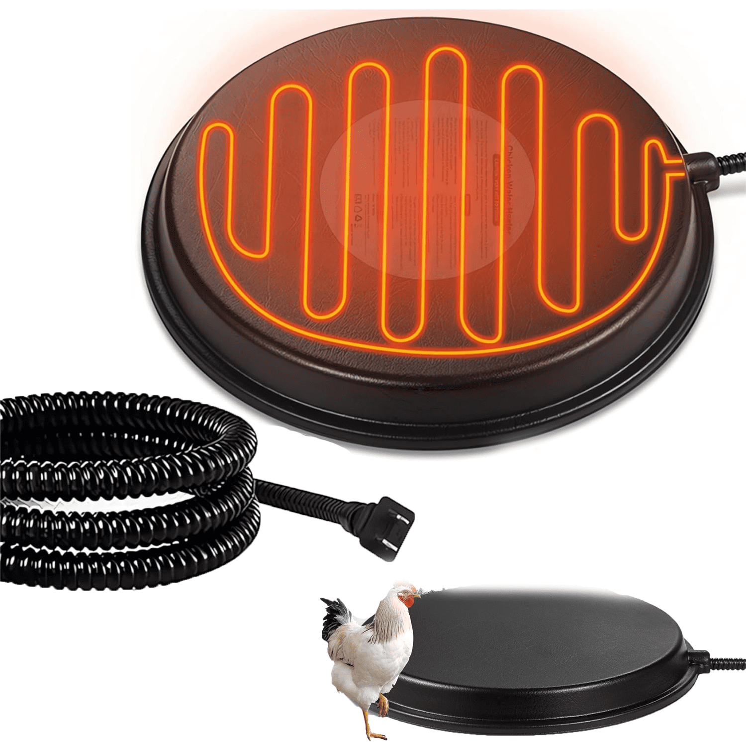 Chicken Water Heater - No Freeze Poultry Waterer Base, 80W Heated ...