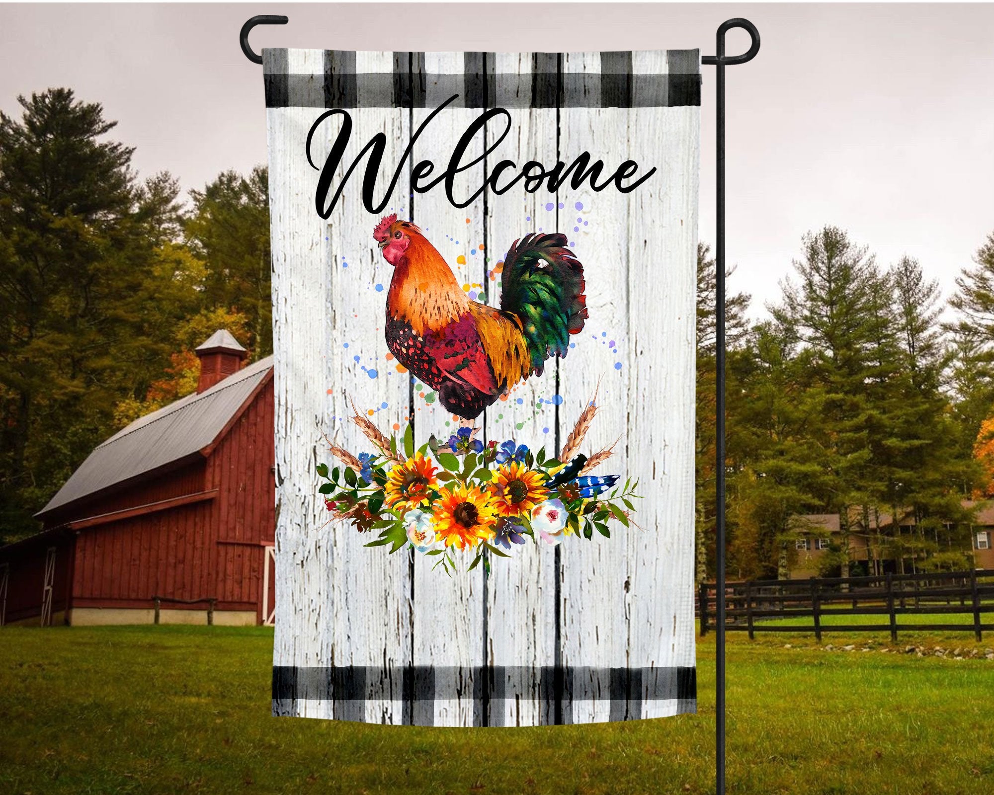 Chicken Welcome Adorable Flag - Walmart.com