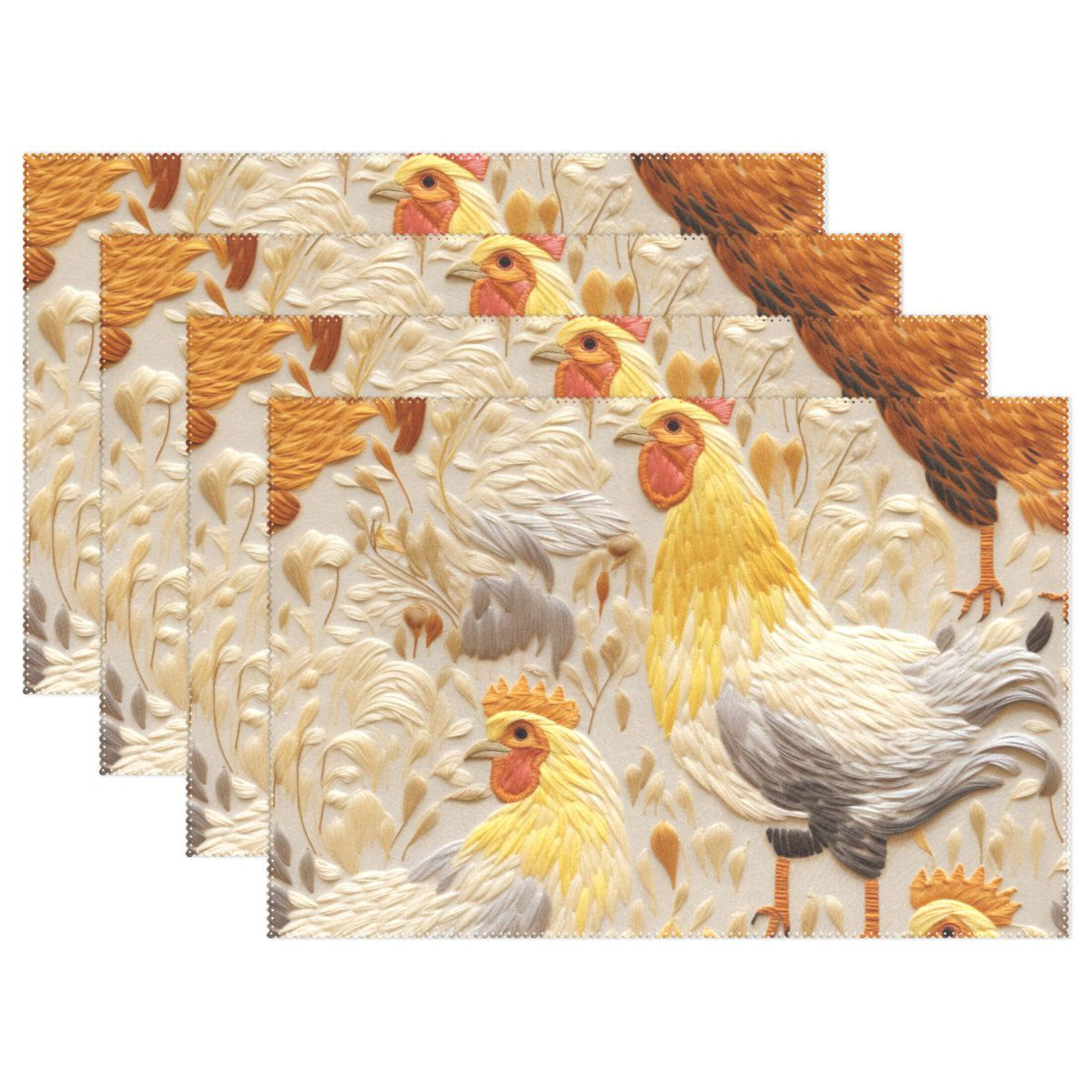 Chicken Wheet Leaves 12×18 inch Placemats Heat Resistant Washable ...