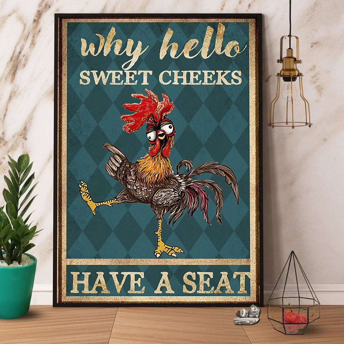 Chicken Why Hello Sweet Cheeks Vintage Paper Poster No Frame Matte Wall ...