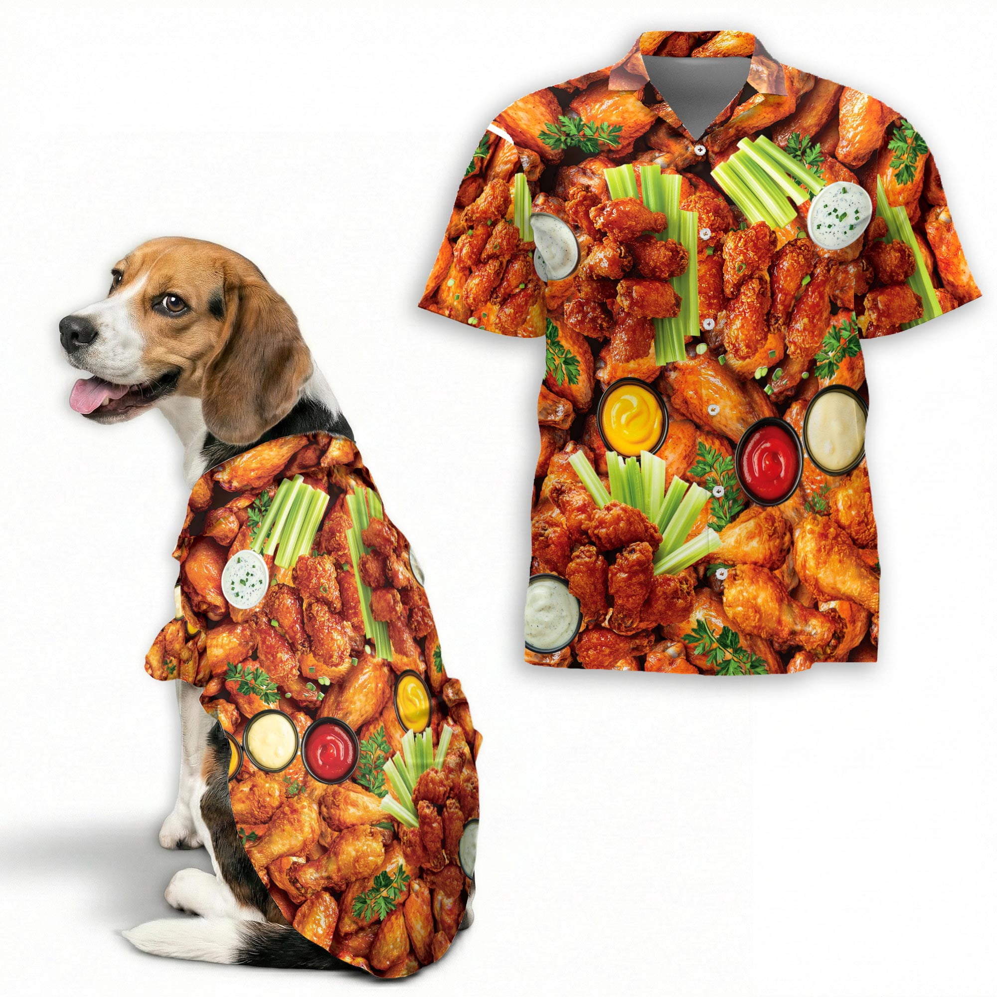 Chicken Wing Hawaiian Shirt – Funny Food Print Aloha Shirt for Men ...