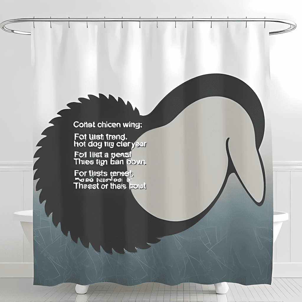 Chicken Wing Shower Curtain - Edgy Design with Humorous Poem - Teal ...
