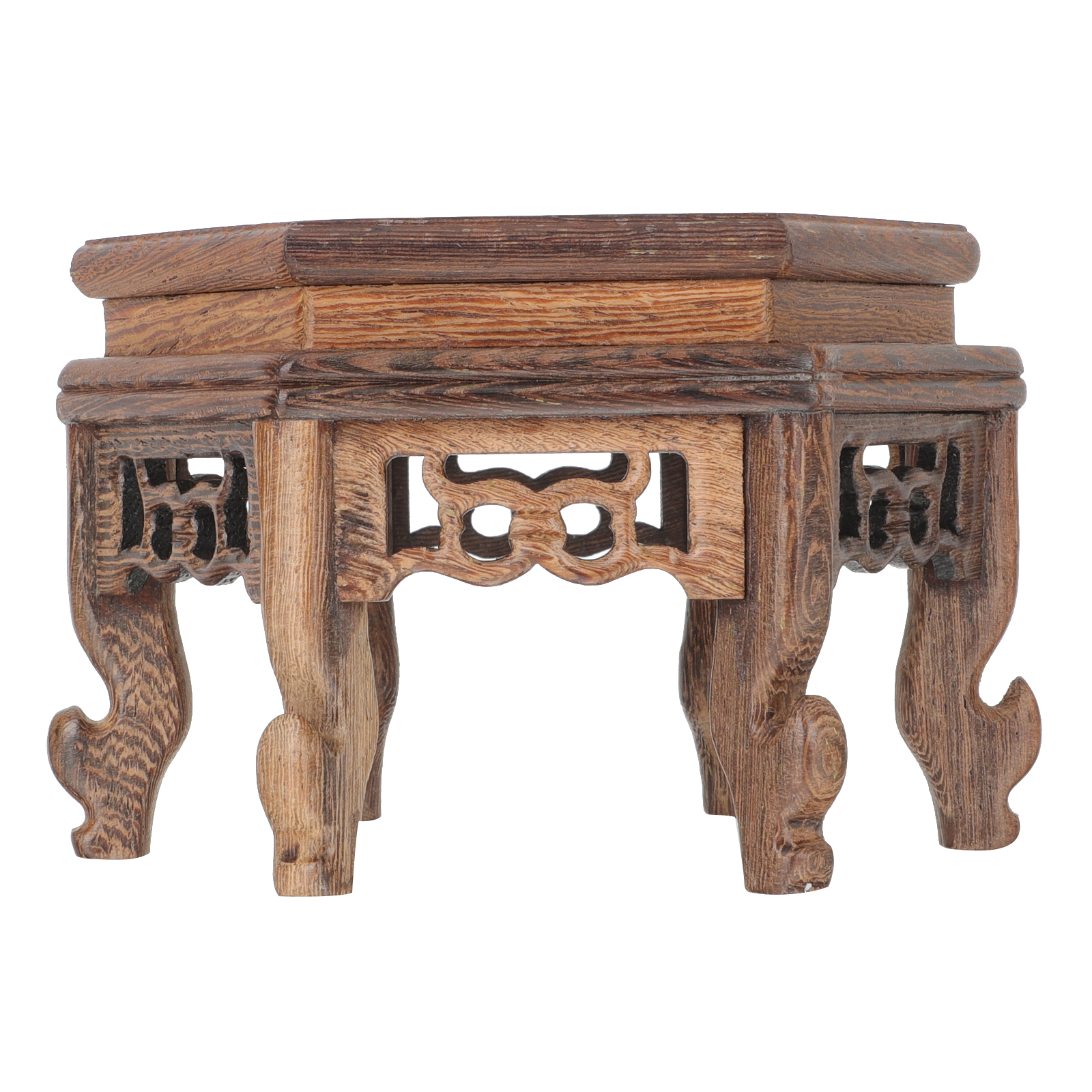 Chicken Wing Wood Hexagonal Table Display Shelf Wooden Plant Pot Riser ...