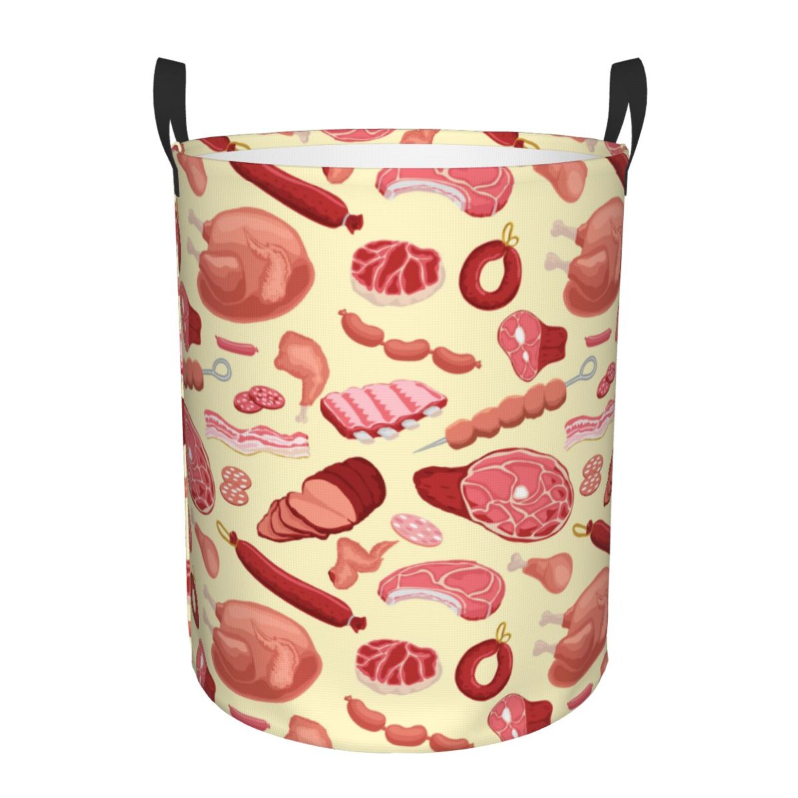 Chicken Wings Turkey Salami Print Round Laundry Basket, Laundry Hamper ...