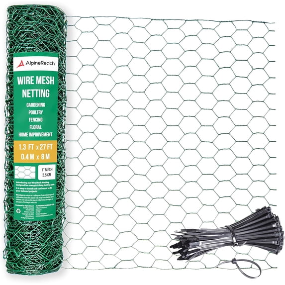 Chicken Wire 1.3ft x 27ft (15.6" 324") for Floral Arranments, Zip Ties ...