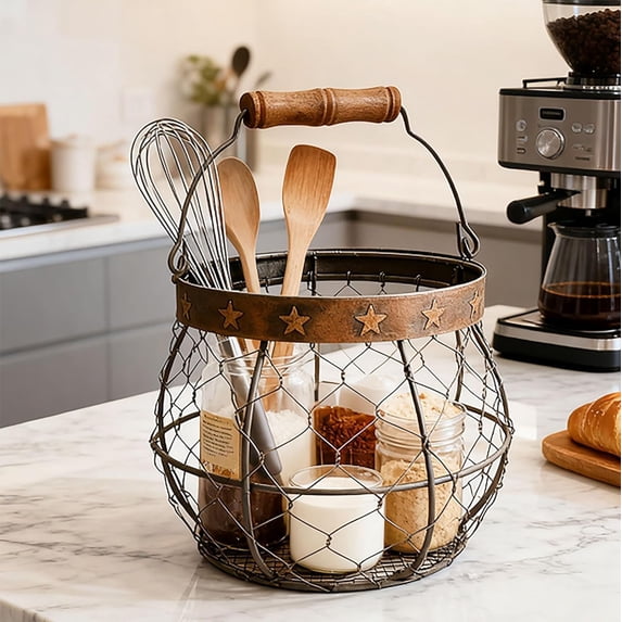 Chicken Wire Egg Basket for Gathering Fresh Eggs, Rustic Farmhouse Egg ...