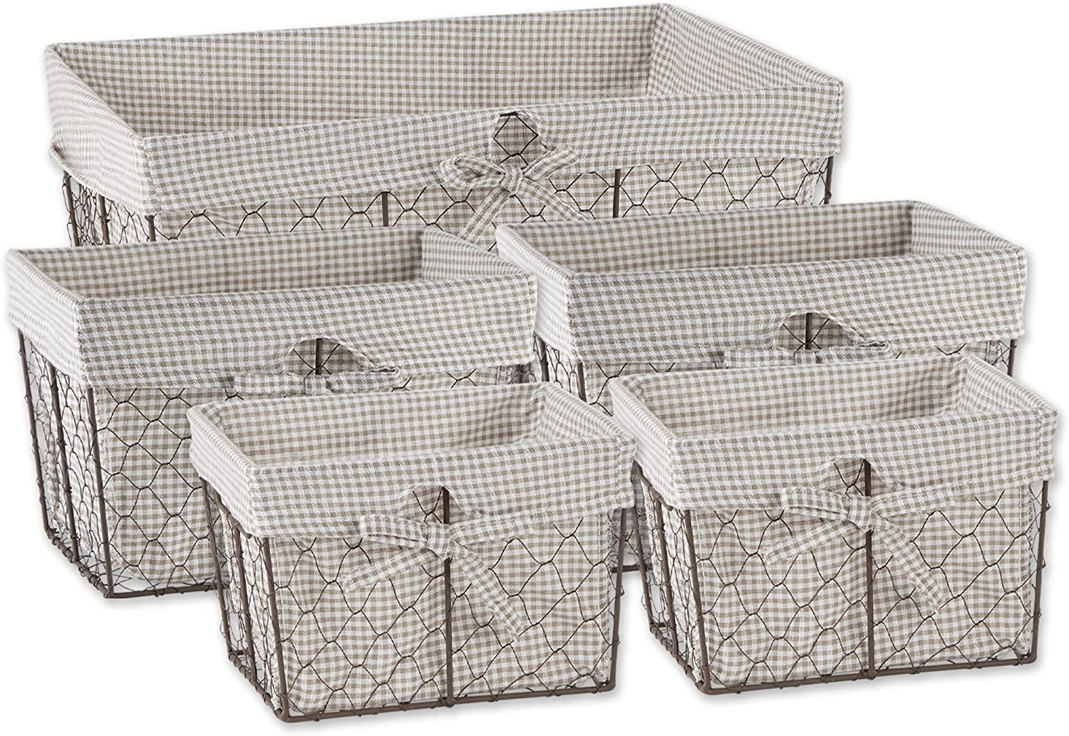 Chicken Wire Storage Baskets with Liner, Set of 5, French Blue ...