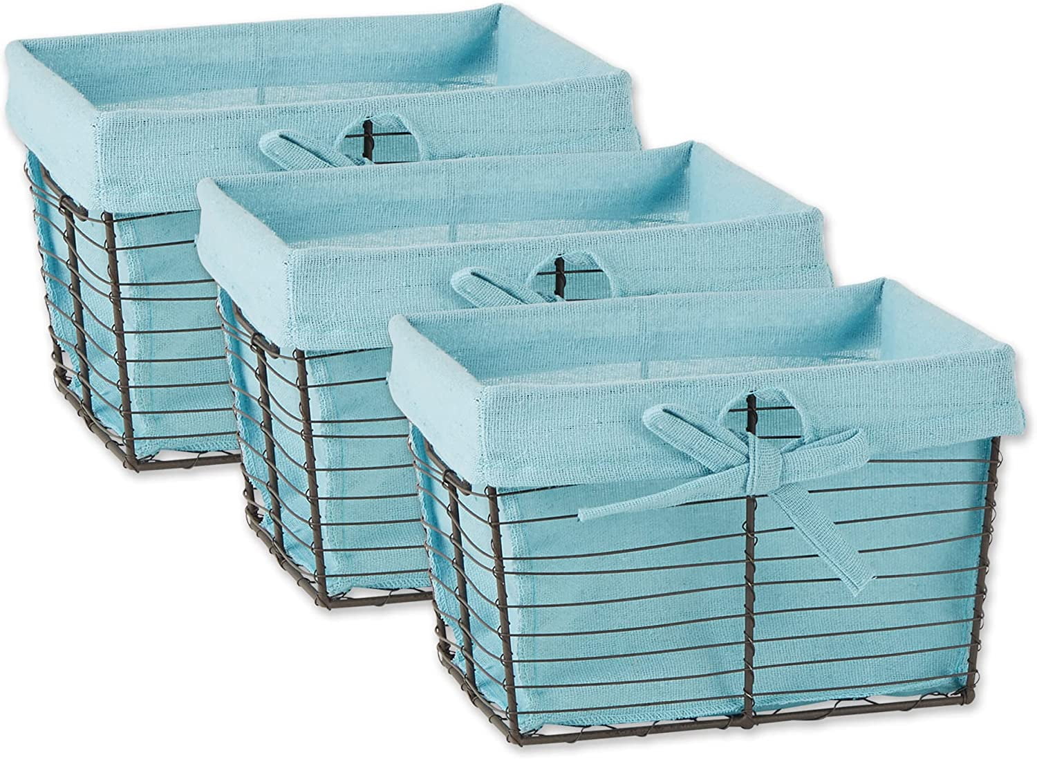 Chicken Wire Storage Baskets with Liner, Small, Vintage Aqua, 9x7x6", 2 ...
