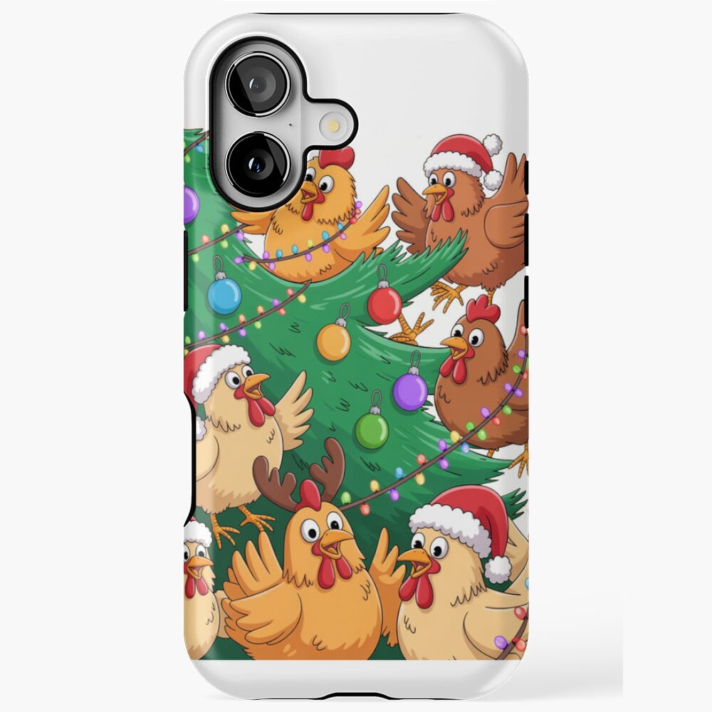 Chicken Xmas Tree Lights Family Holiday Phone Case 17 16 15 14 13 12 11 ...