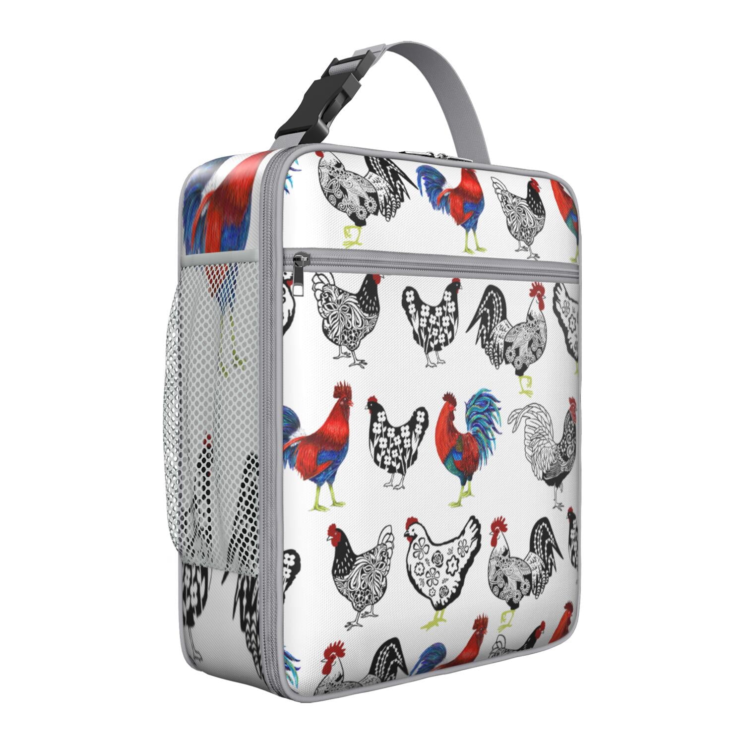 Chicken and Egg Pattern Lunch Bag, Cute Farm Cartoon Print Insulated ...
