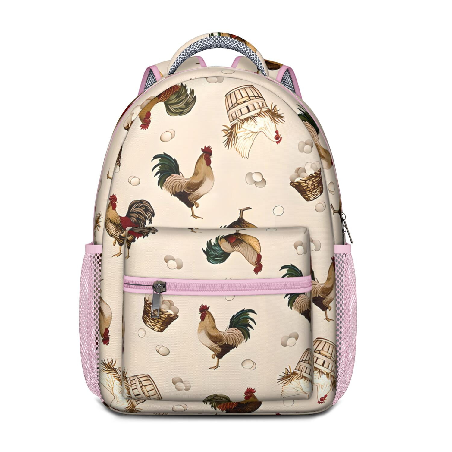 Chicken and Moon Country Art Backpack – Cute Farm Animal and Night Sky ...