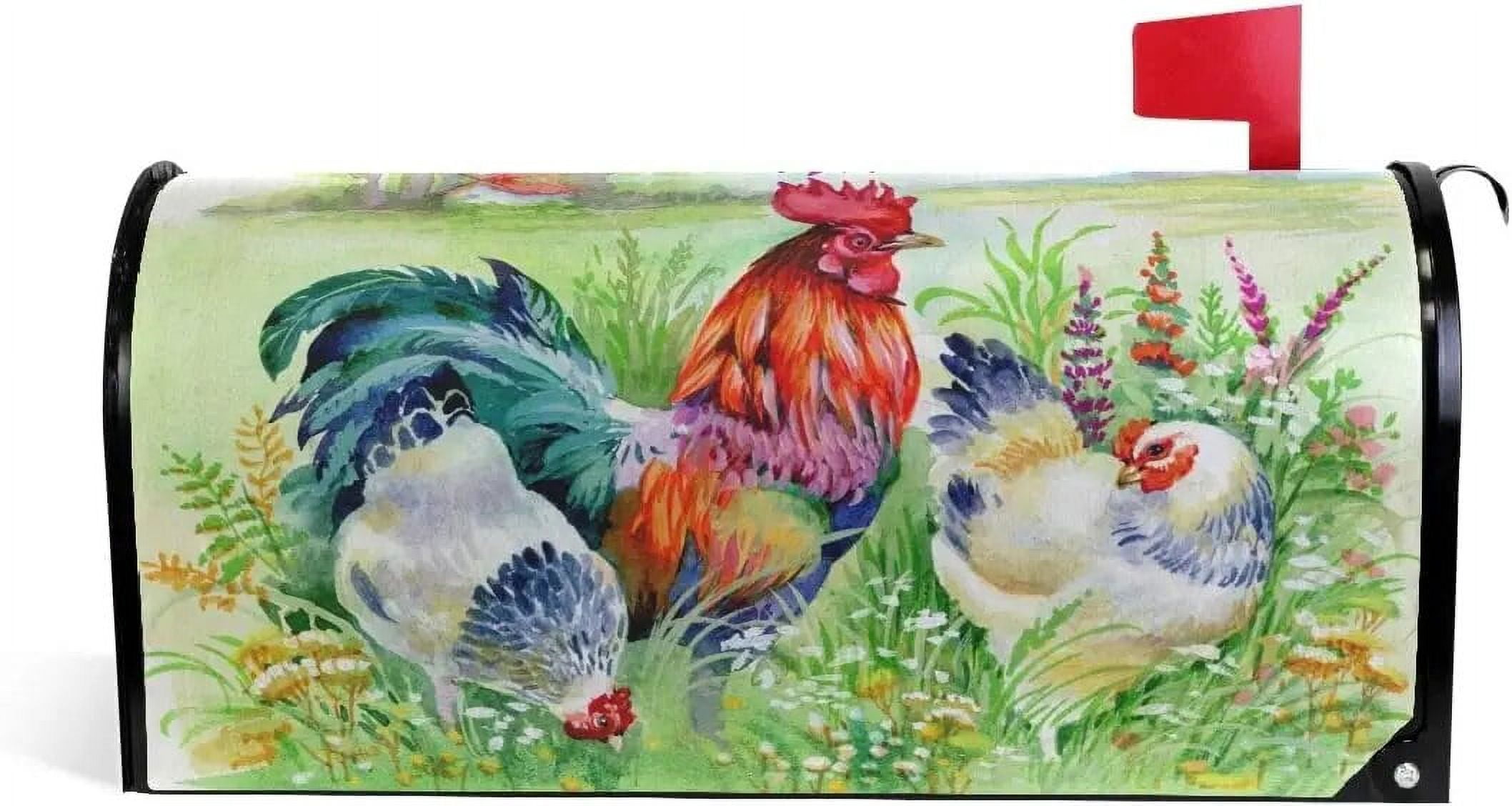 Chicken and Rooster in The Grass Vintage Magnetic Mailbox Cover ...