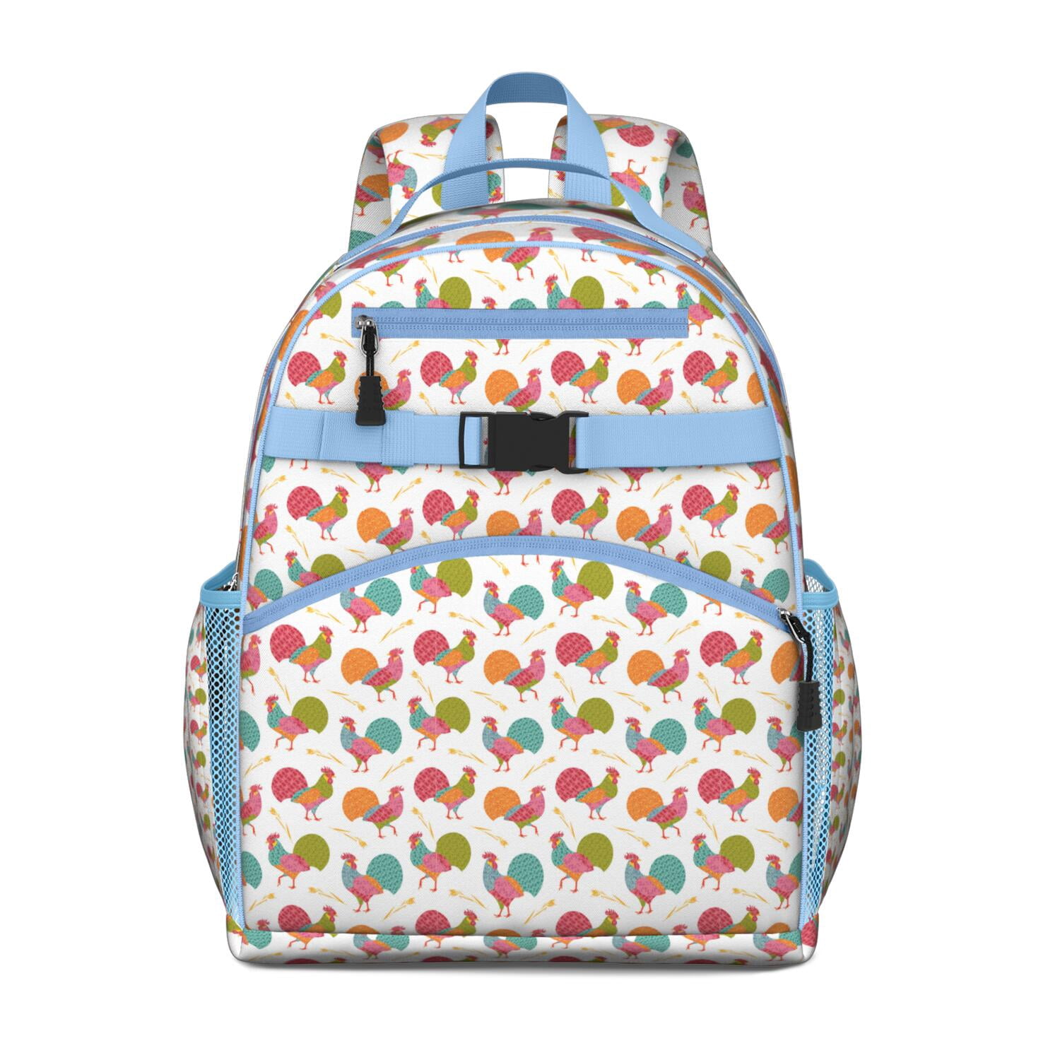Chicken backpack with colorful hen and farm motifs, spacious backpack ...