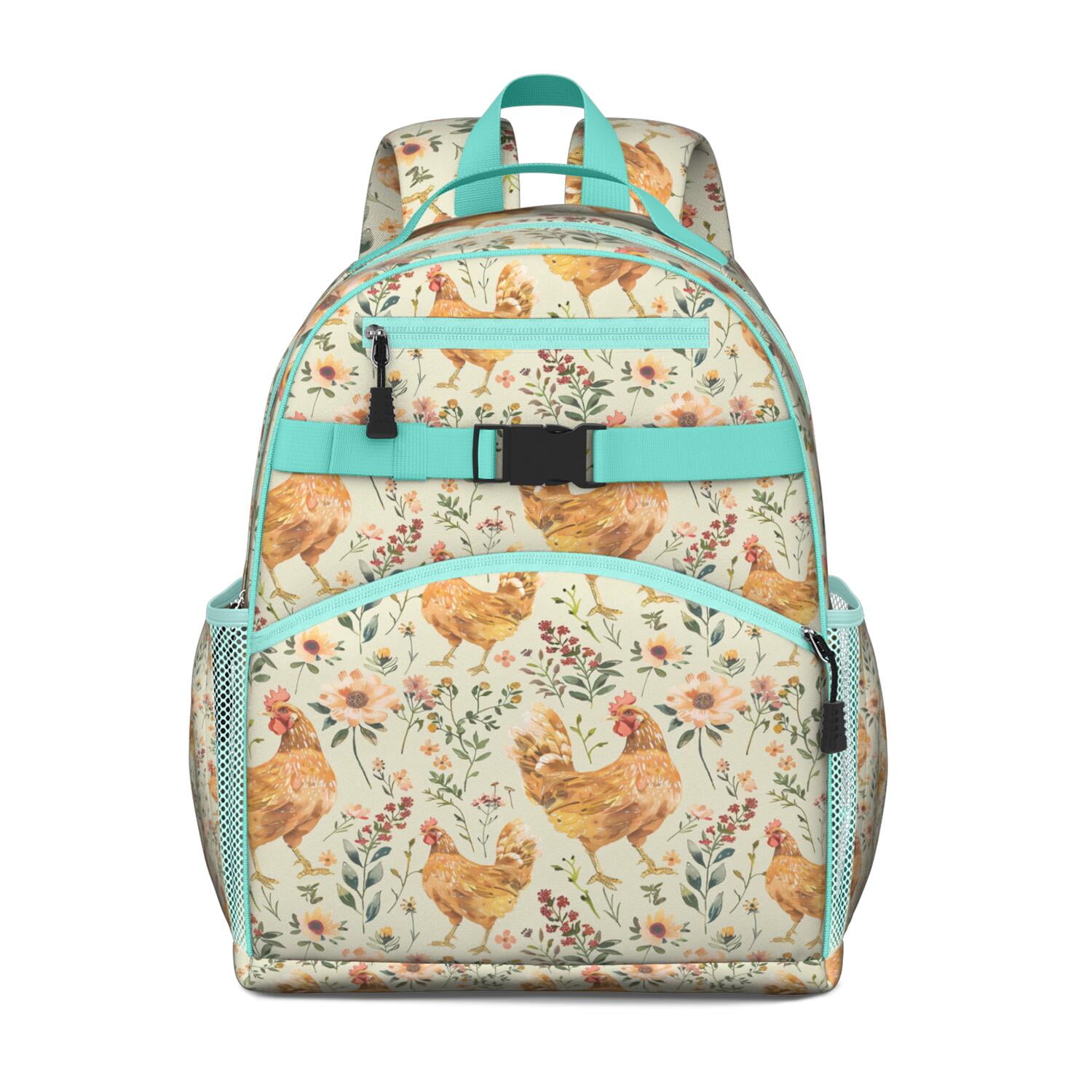 Chicken backpack with egg and rooster designs, lightweight backpack for ...