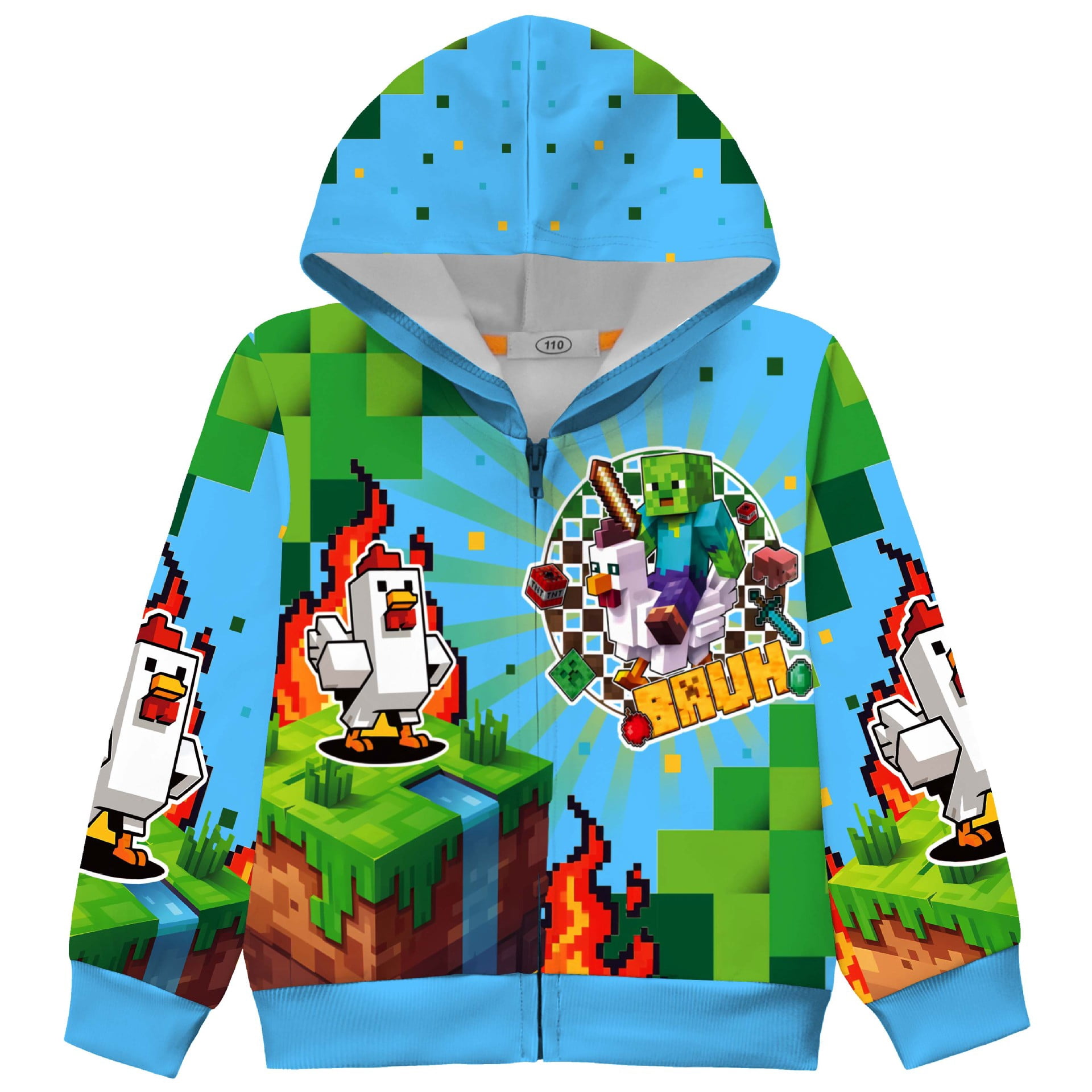 Chicken jockey teen zip hooded jacket jacket sweater for boy girls ...