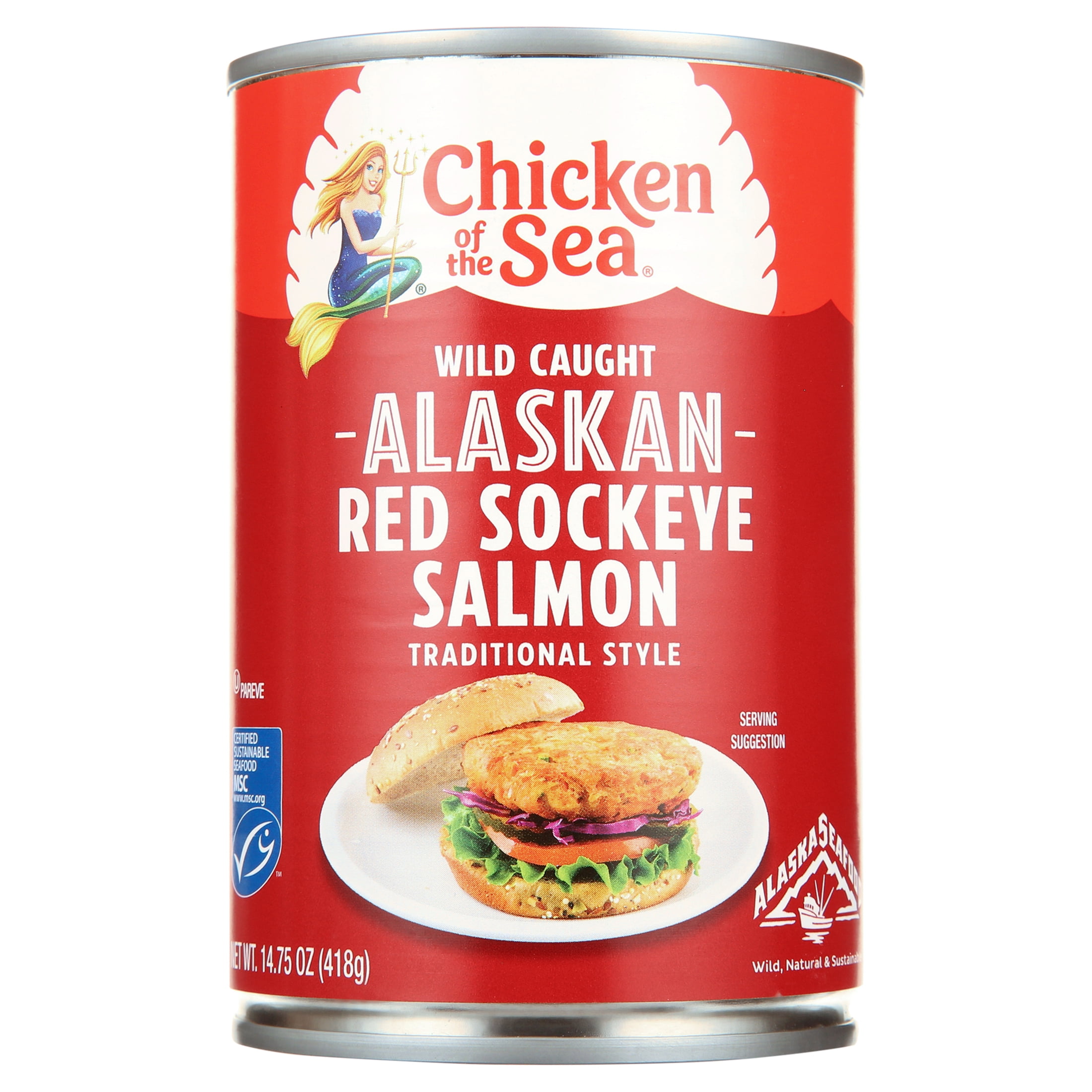 Chicken of the Sea Wild Caught Alaskan Red Sockeye Salmon, Traditional ...