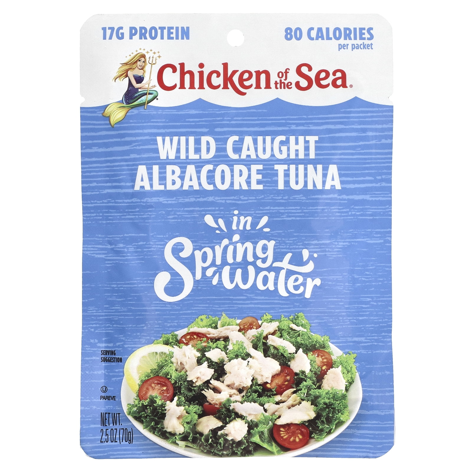 Chicken of the Sea Wild Caught Albacore Tuna, Spring Water, 2.5 oz ...