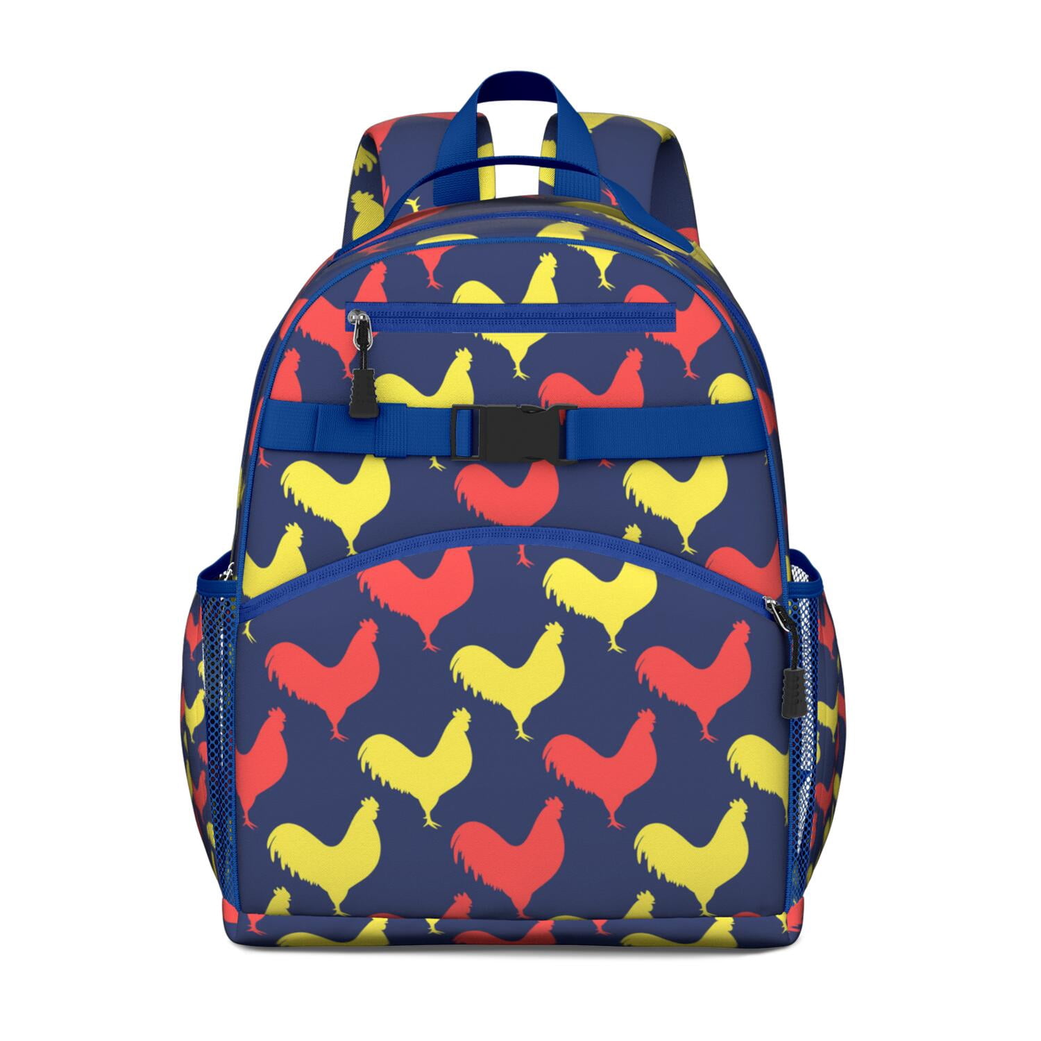 Chicken print backpack, cute hen and egg motifs, lightweight backpack ...