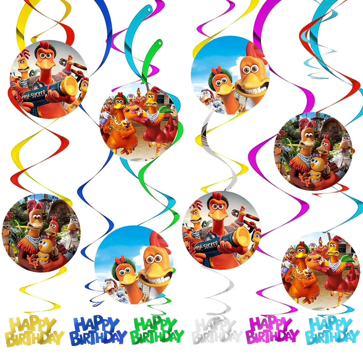 Chicken run Party Decorations Hanging Swirl Sign Whirls Birthday ...