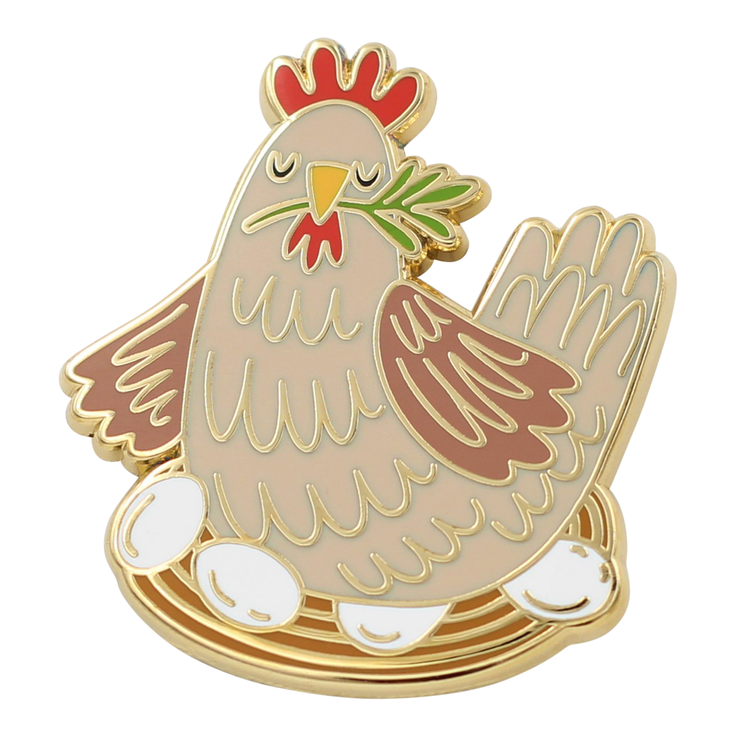 Chicken with Eggs Pin - Adorable Hen with Nest Enamel Pin - Mother Hen ...