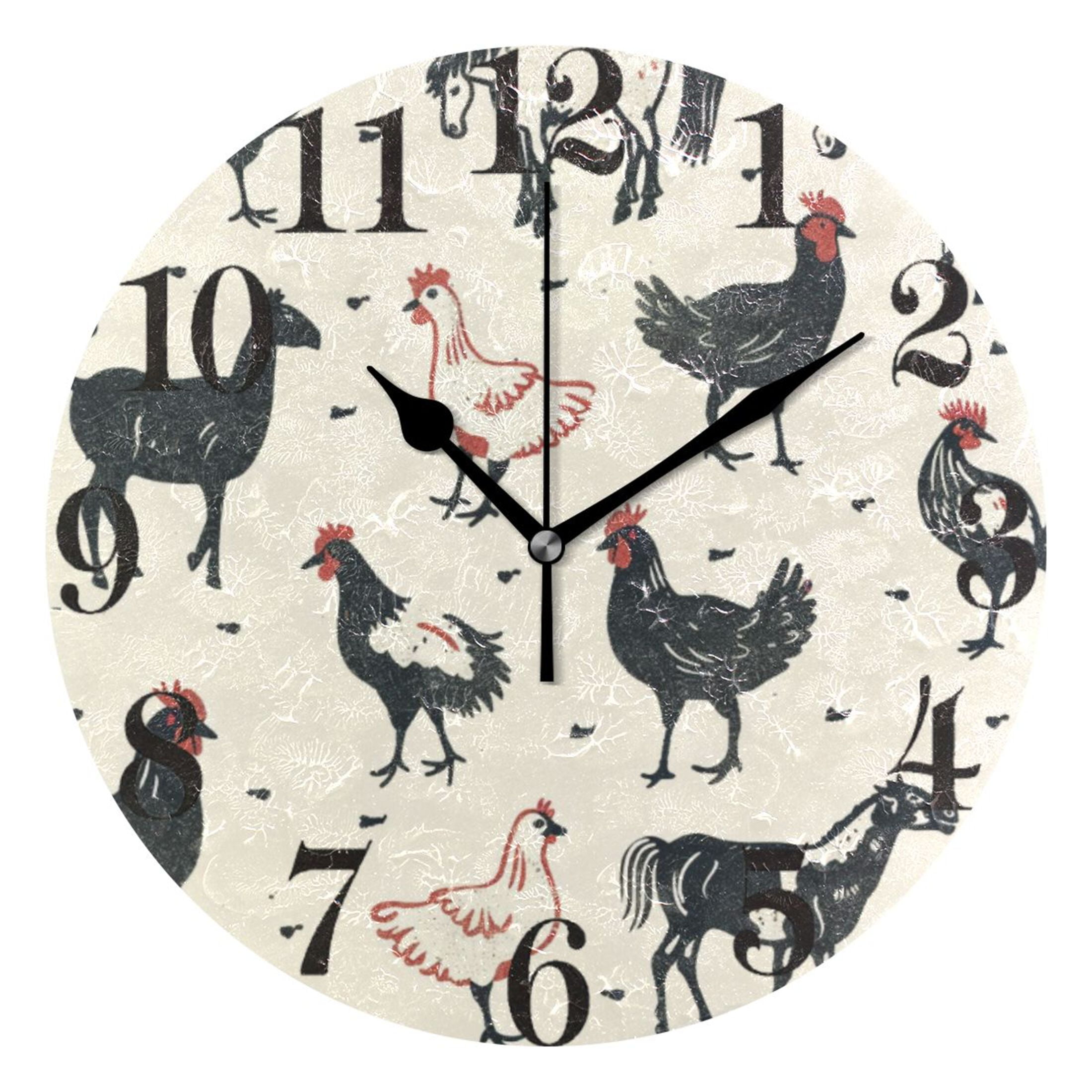 Chicken with Horse Wall Clock 9.8 inch Battery Operated Clocks Non ...