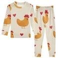 Chicken with Red Hearts Valentine Cotton Pajama Set Long Sleeve Top and ...