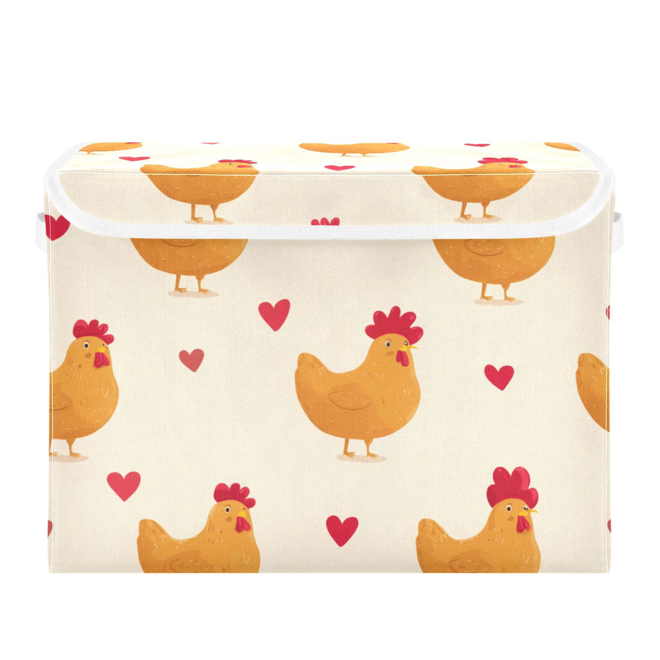 Chicken with Red Hearts Valentine Foldable Storage Bins with Lids ...