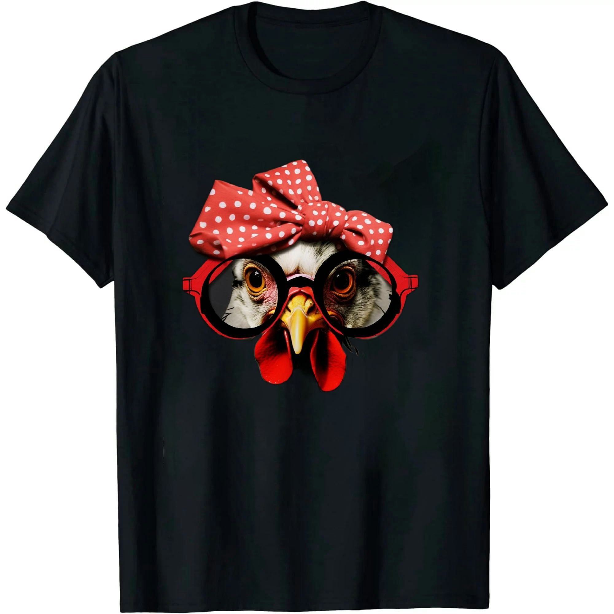Chicken with Bandana Headband and Glasses Cute T-shirt - Walmart.com