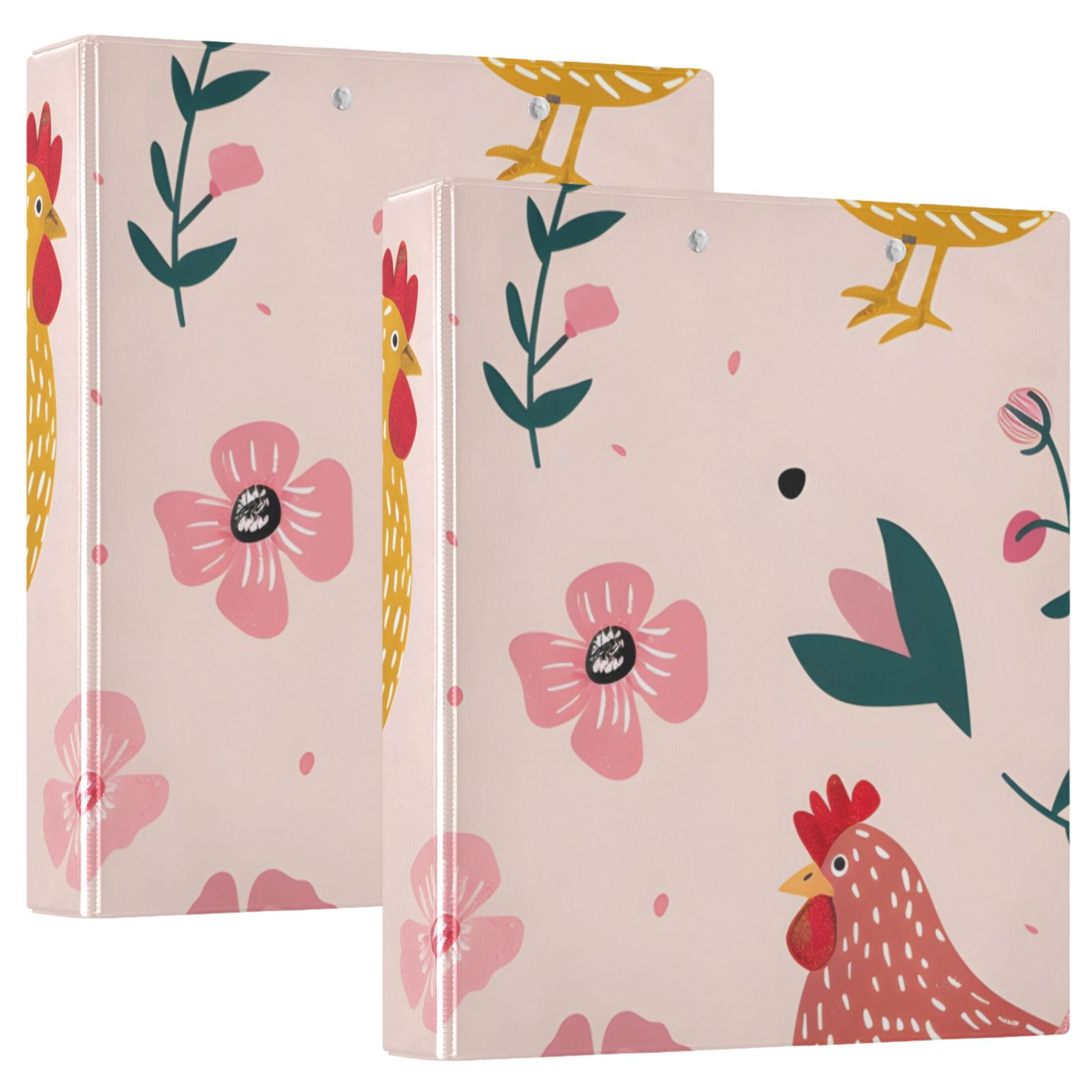 Chickens 3 Ring Binders 1.5 inch Hardcover File Folders with Interior ...