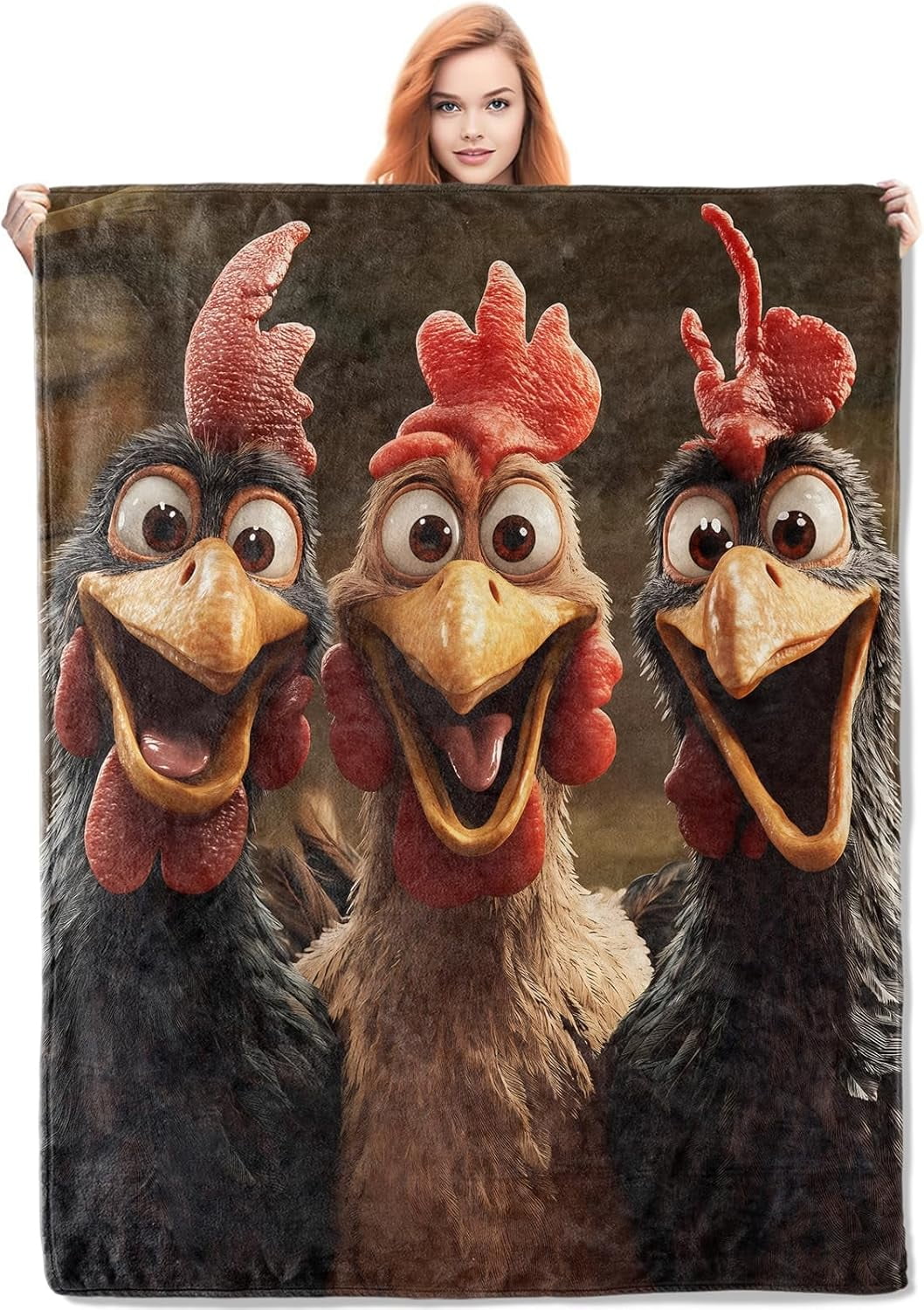 Chickens Blanket Gifts for Women, Cartoon Three Cheerful Chickens ...