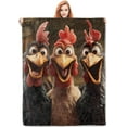 Chickens Blanket Gifts for Women, Cartoon Three Cheerful Chickens ...