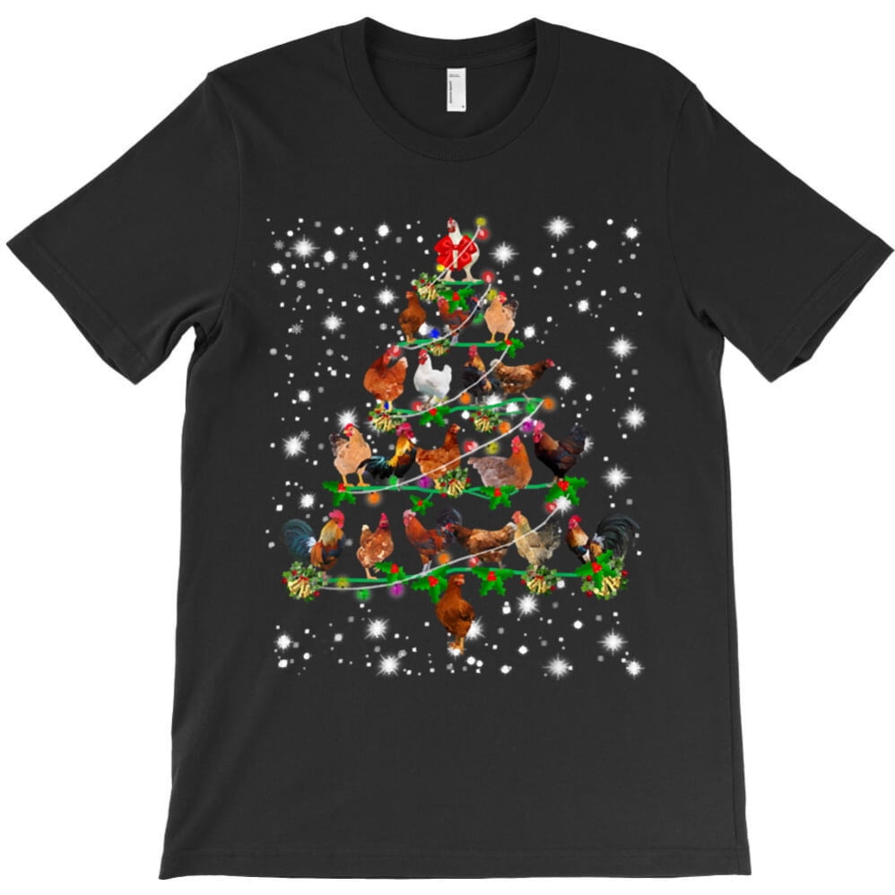 Chickens Christmas Tree Funny Ornament Decor Holiday Graphic T-Shirt ...