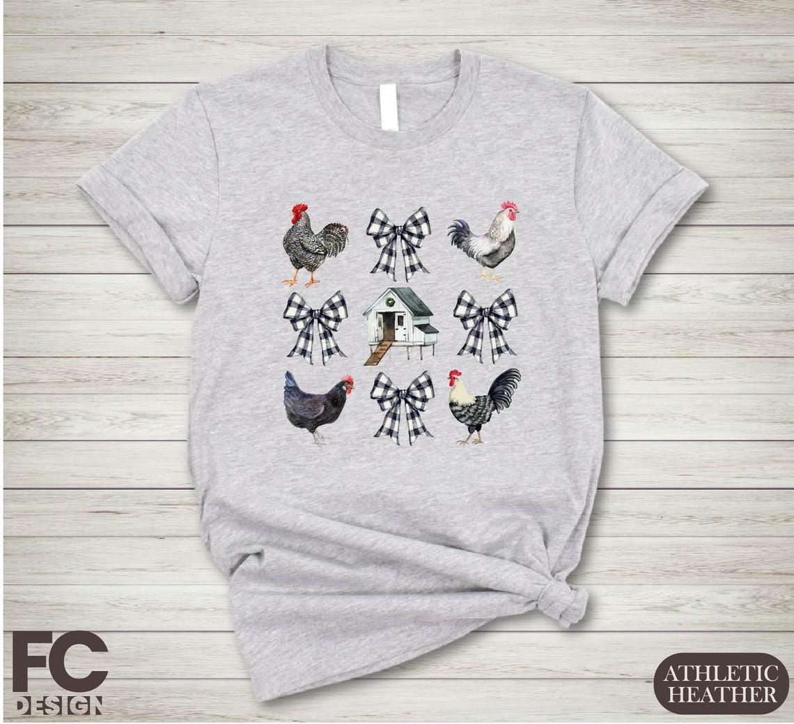 Chickens Coquette Bow Shirt, Farm Life T-shirt, Chicken Lover Sweater ...