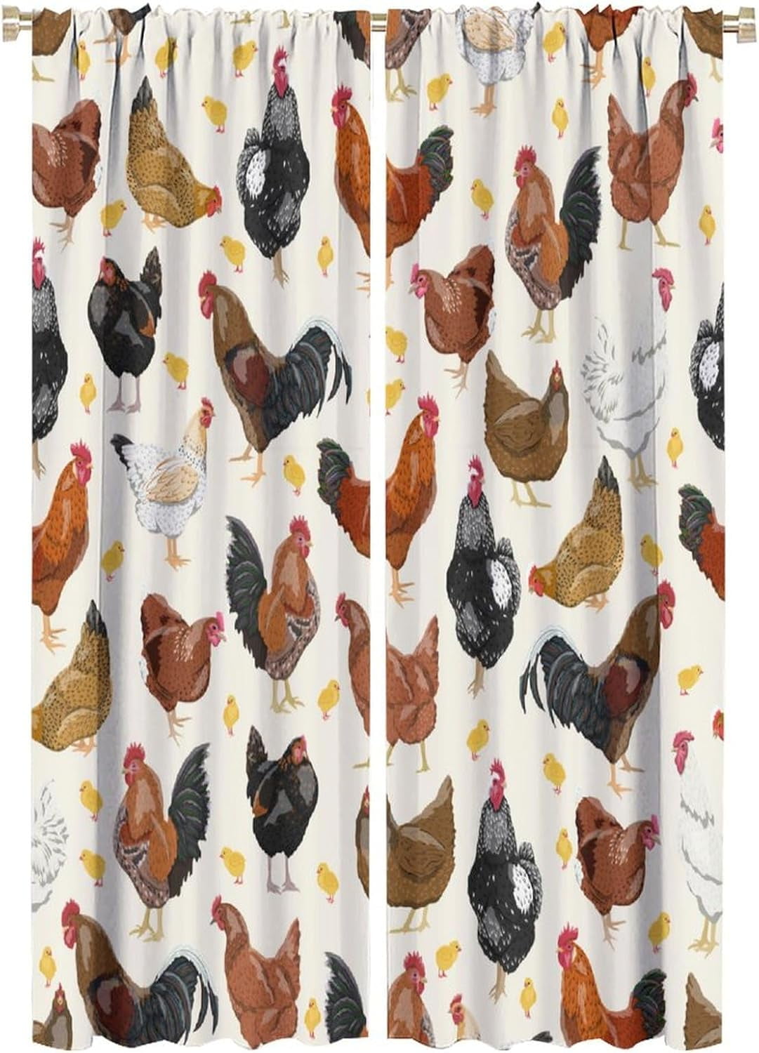 Chickens Curtains Rustic Farmhouse Animal Hens Roosters and Chick ...