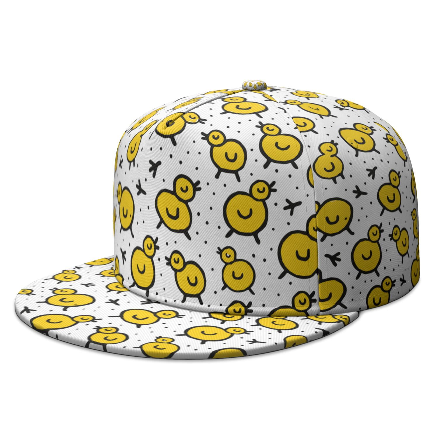 Chickens & Eggs Themed Flat Bill Snapback Cap - Breathable Adjustable ...