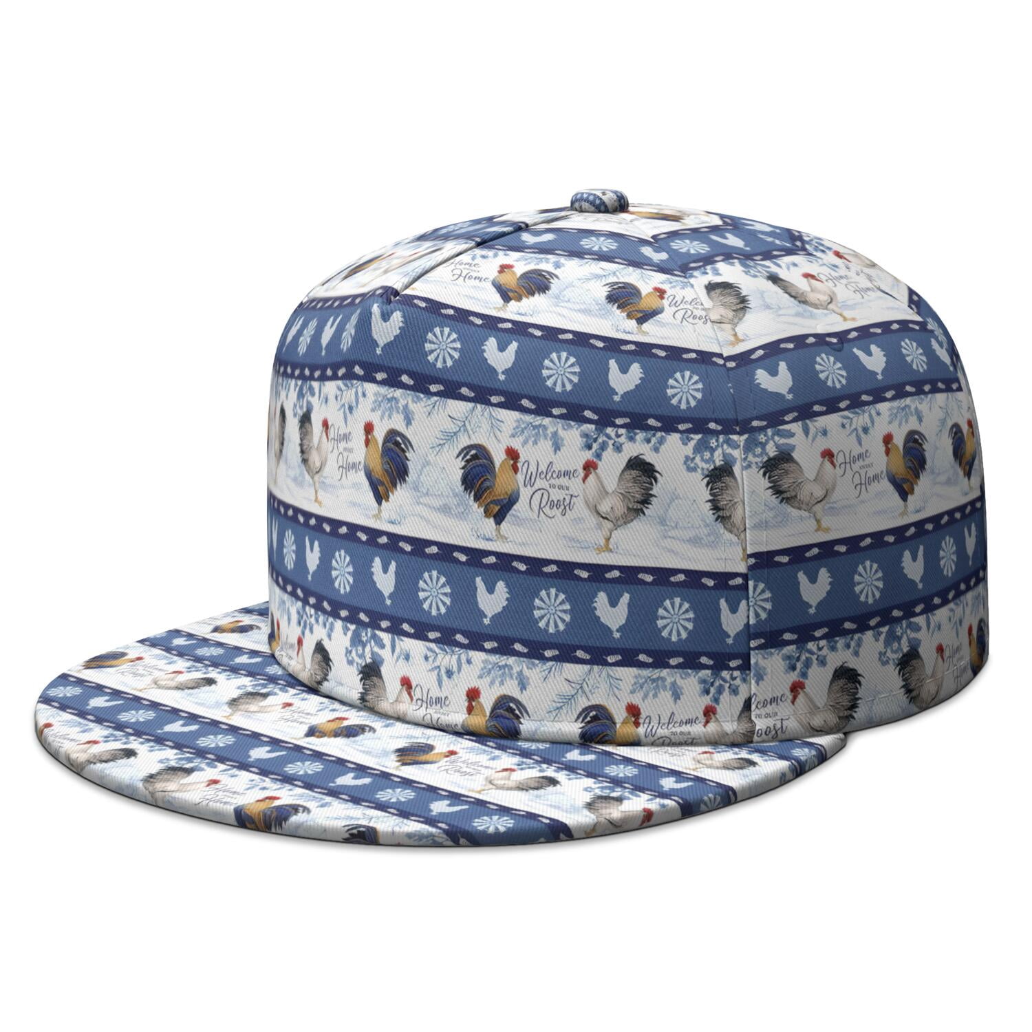 Chickens & Eggs Themed Flat Bill Snapback Cap - Breathable Adjustable ...