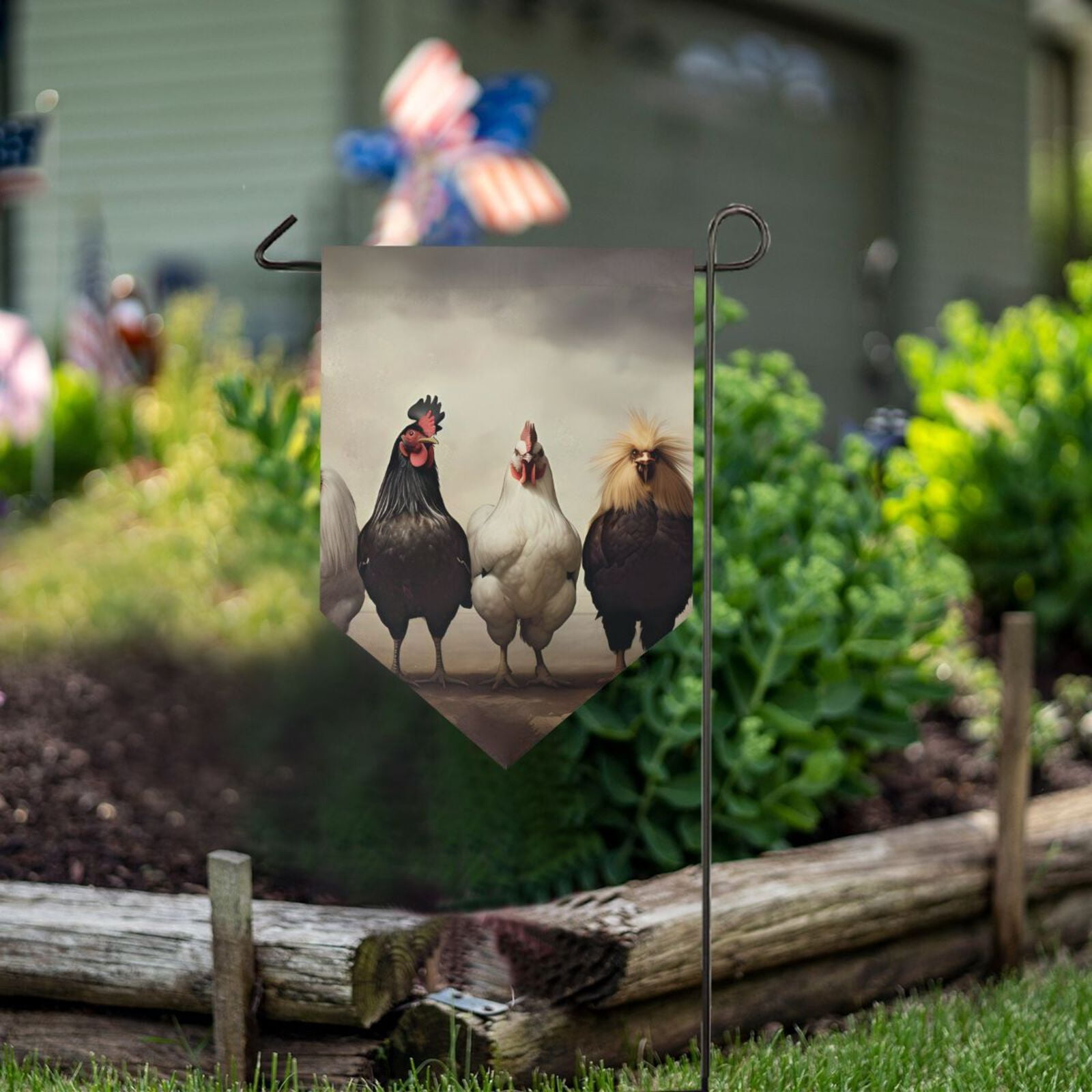 Chickens Garden Flag 18" x 12.5" Double Sided Yard Lawn Outdoor Decor ...