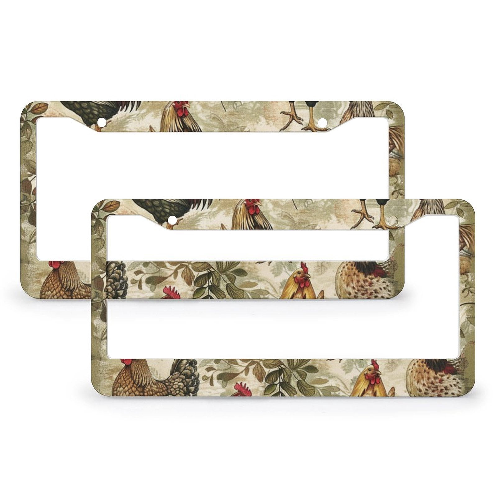 Chickens Hens And Roosters License Plate Frames 2 Pieces Farmhouse ...