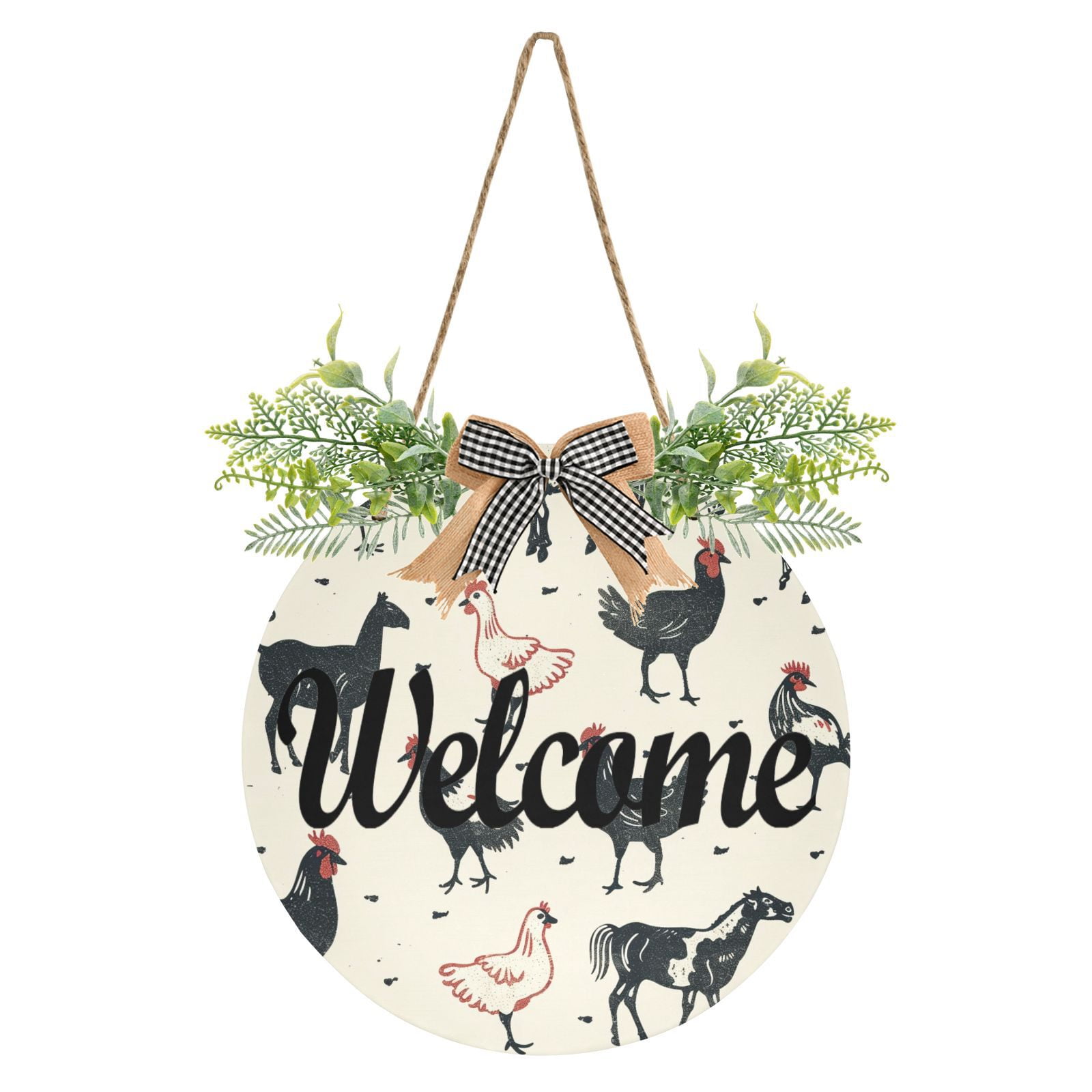 Chickens Horses Welcome Sign for Front Door Wreath Door Sign for ...