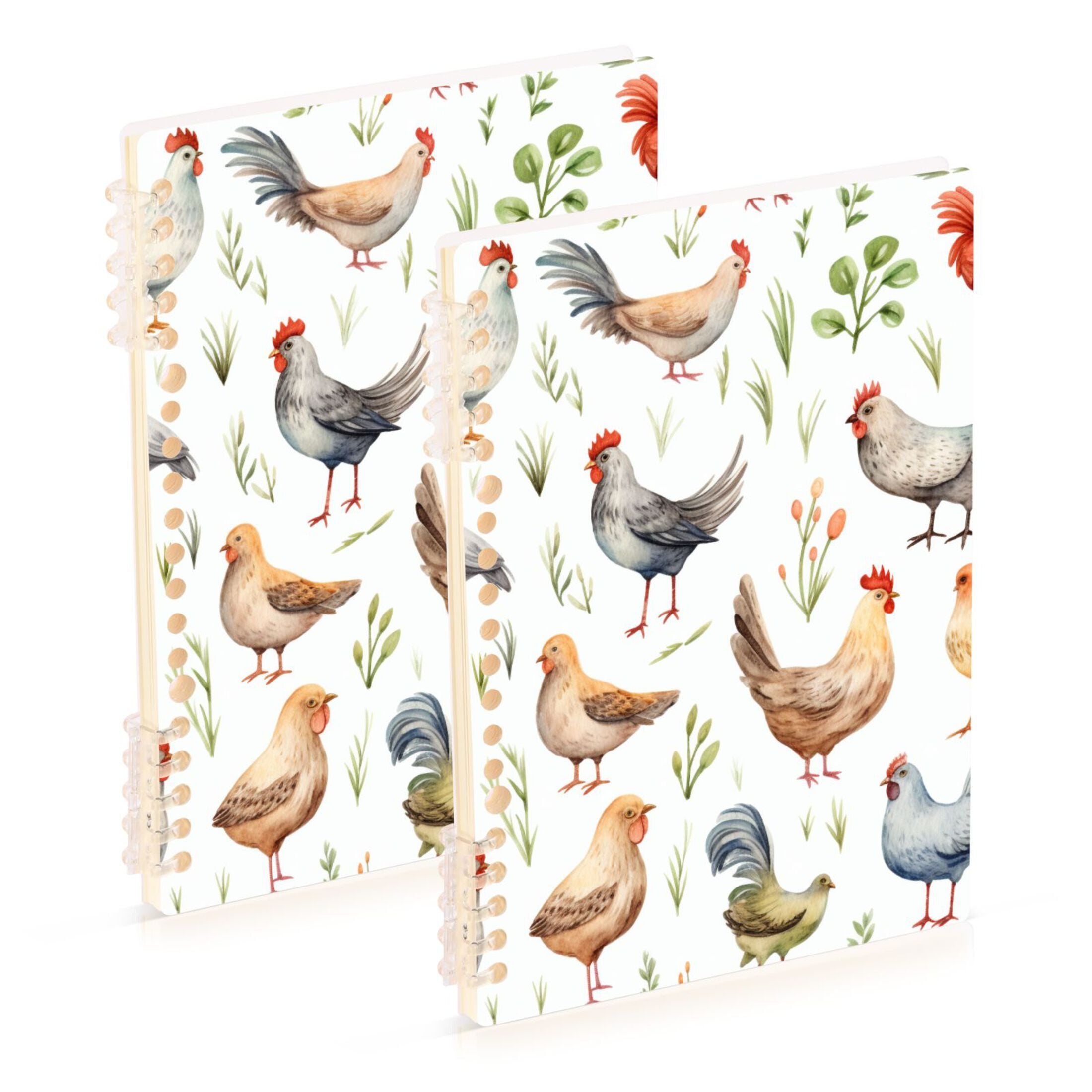 Chickens Leaves Birds Ring Binder Notebook Journey Note Diary College ...