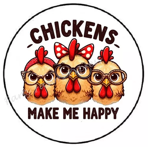 Chickens Make Me Happy Stickers Party Favors Phone Decal Water Bottle ...