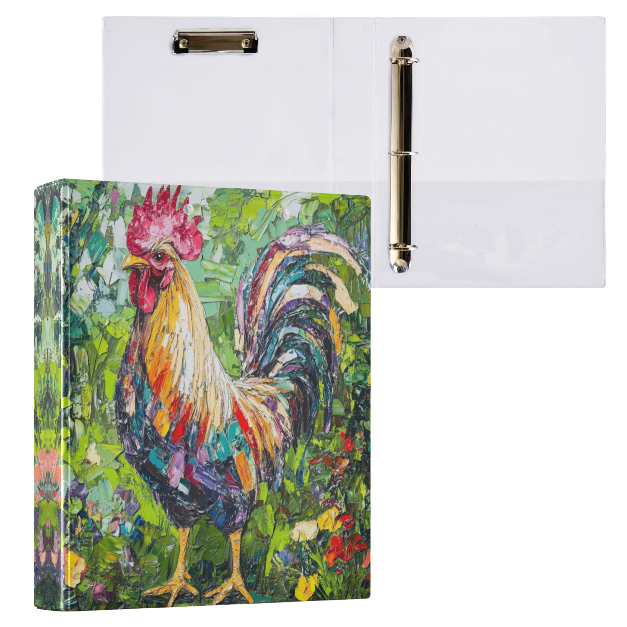 Chickens Painted in Oil 3 Ring Hardcover Binders 1.5in Round Rings for ...